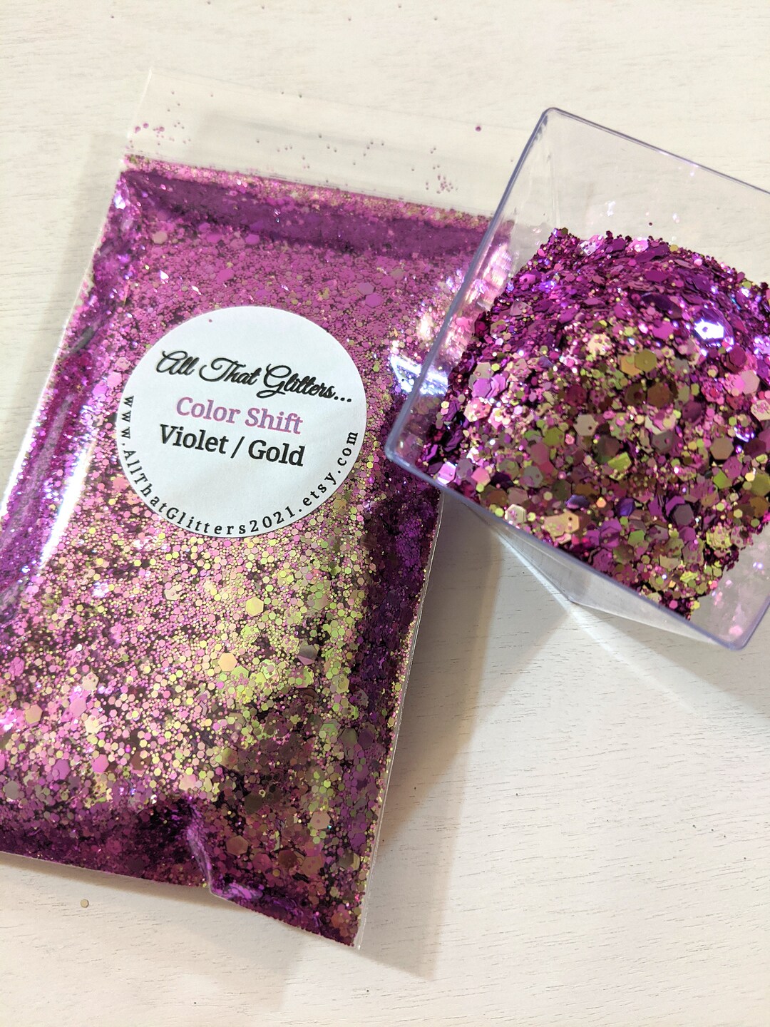 Color Shift Glitter/ Violet-gold / Chunky Glitter Mix / Tumbler Glitter ...