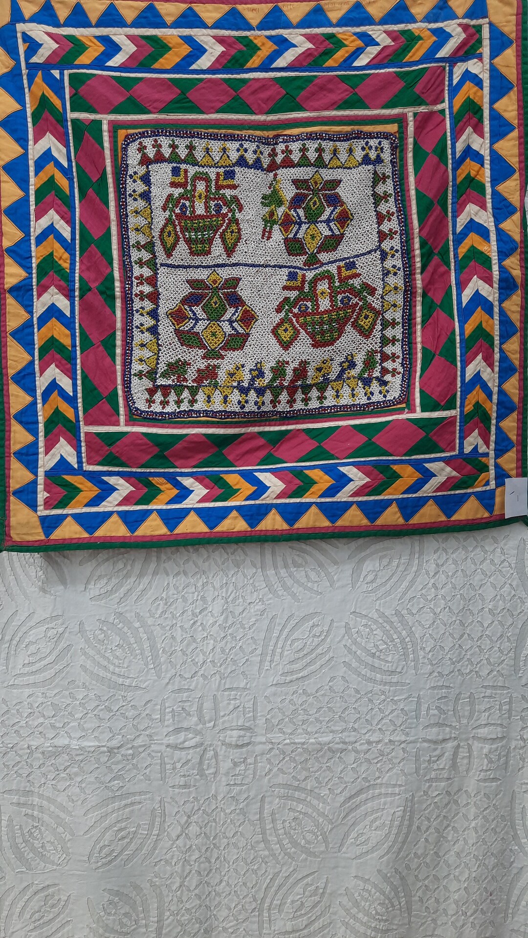 Vintage & Rare Hand Embroidered Suzani Wall Hanging,glass Bead Panel ...