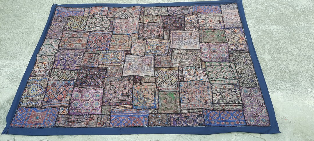 50x70 kaali Zari Vintage Zari Patchwork Wall Hanging Fine Zari Hand ...