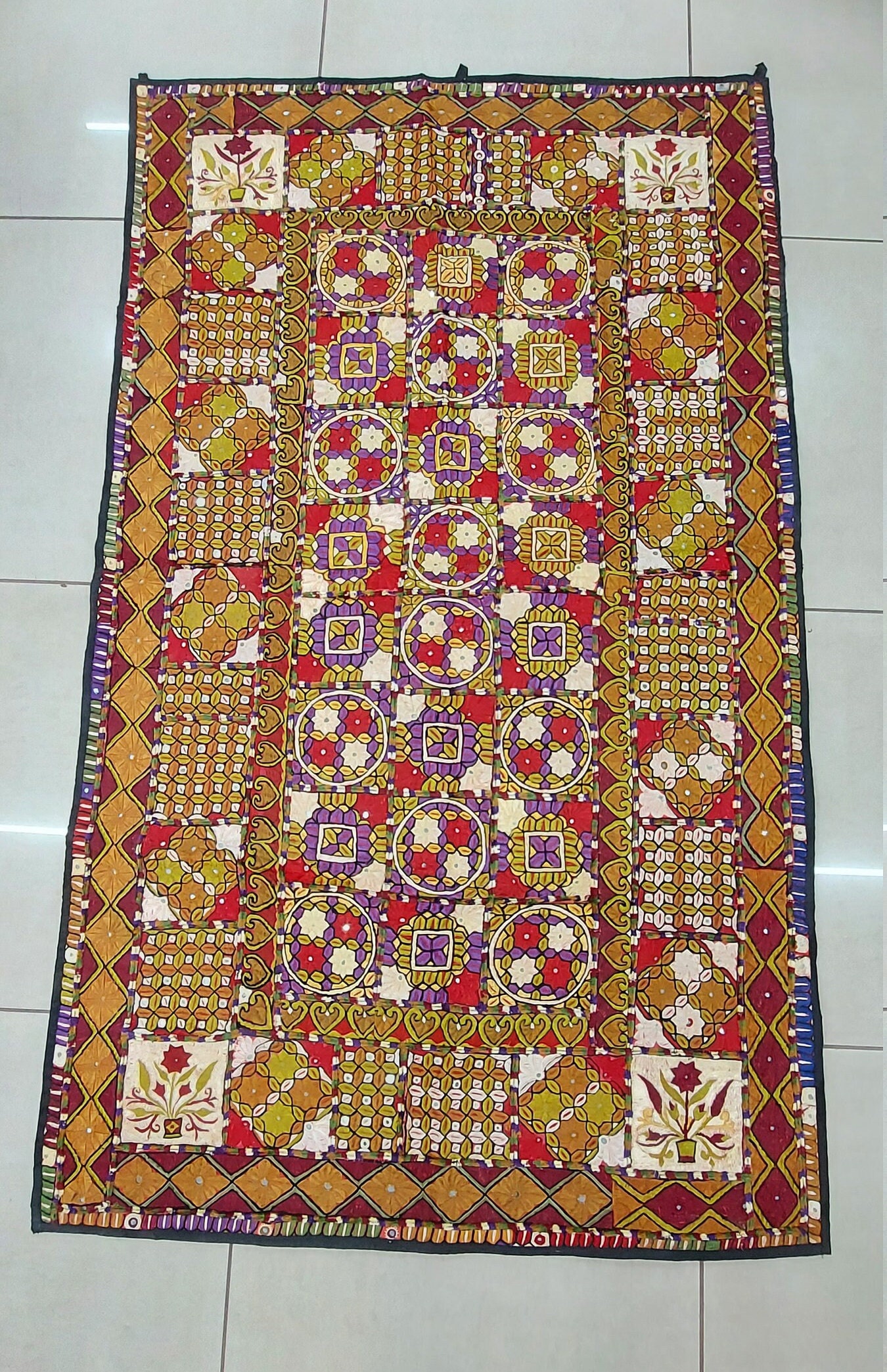 Vintage & Rare Pakistan Hand Embroidered Soof/suzani Table Cloth/wall ...