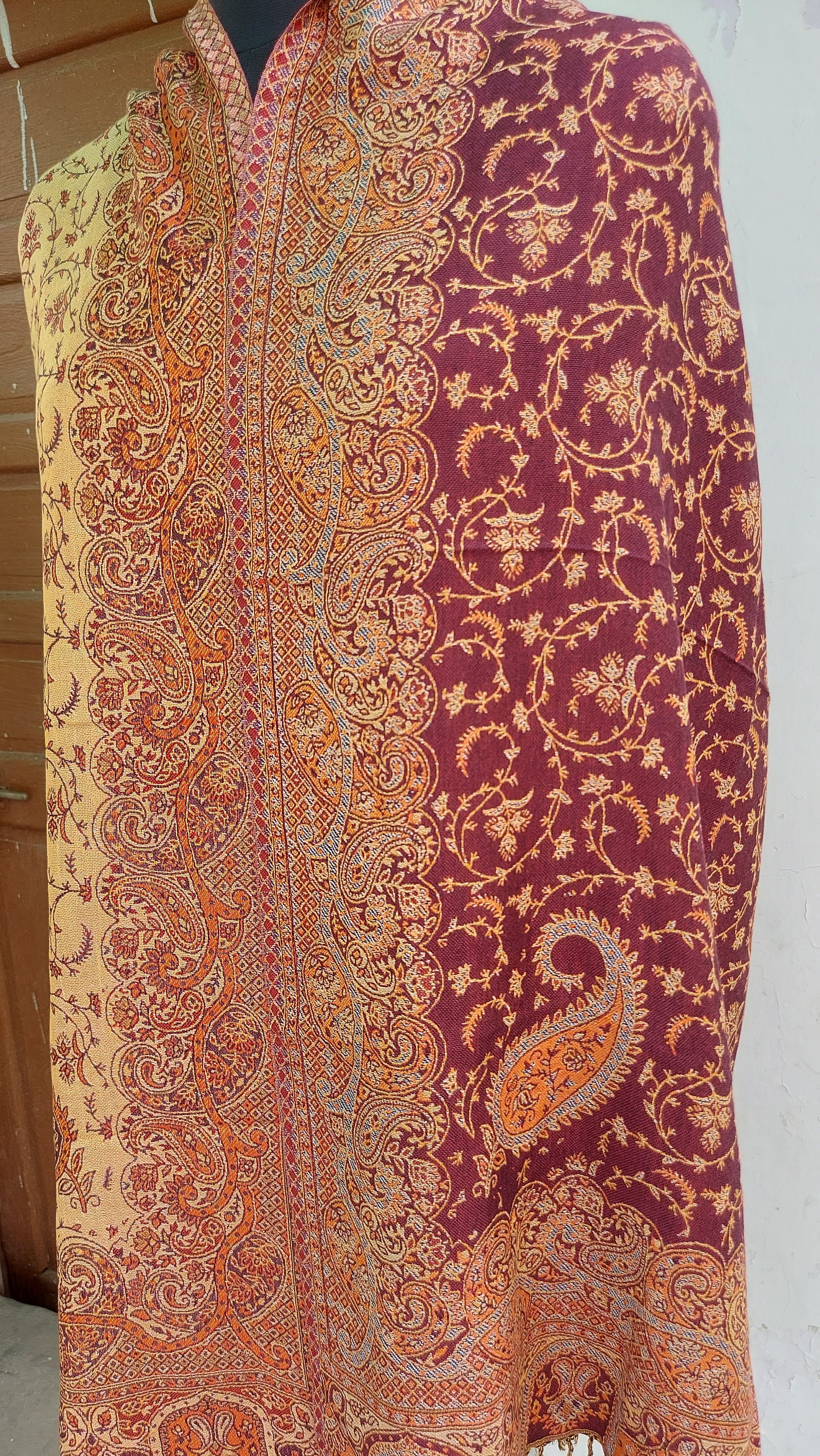 Beautiful Reversible Yak Wool Shawl, Paisley Shawl, DOUBLE Sided Scarf ...