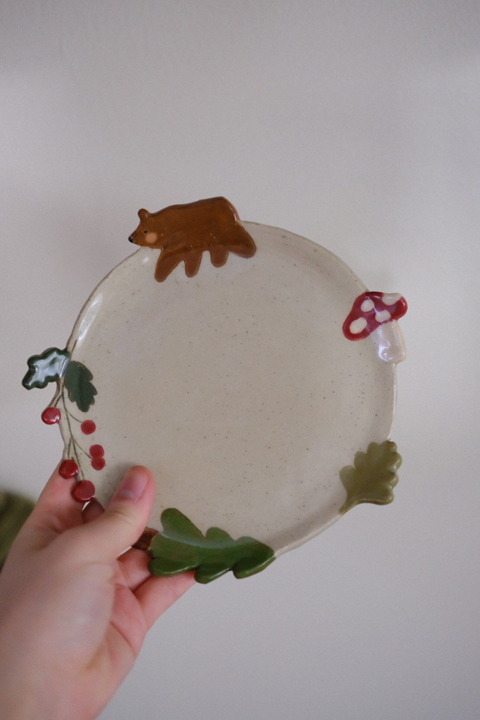 Handcrafted Ceramic Forest Bear and Trees | Whimsical Handcrafted Dish ...