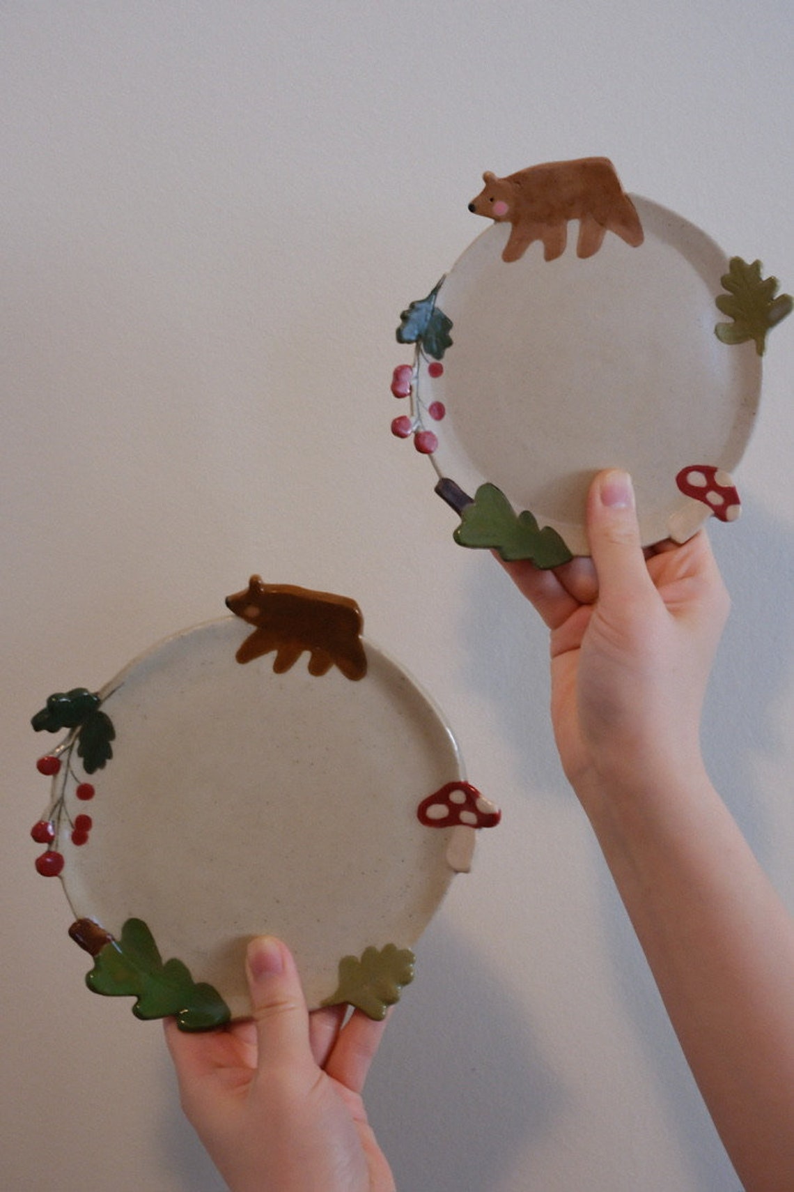 Handcrafted Ceramic Forest Bear and Trees | Whimsical Handcrafted Dish ...