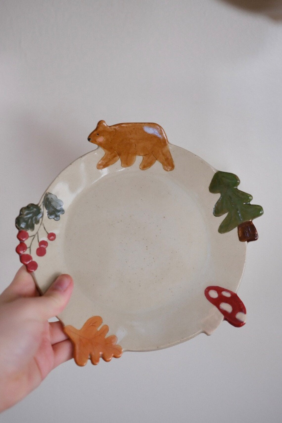 Handcrafted Ceramic Forest Bear and Trees | Whimsical Handcrafted Dish ...