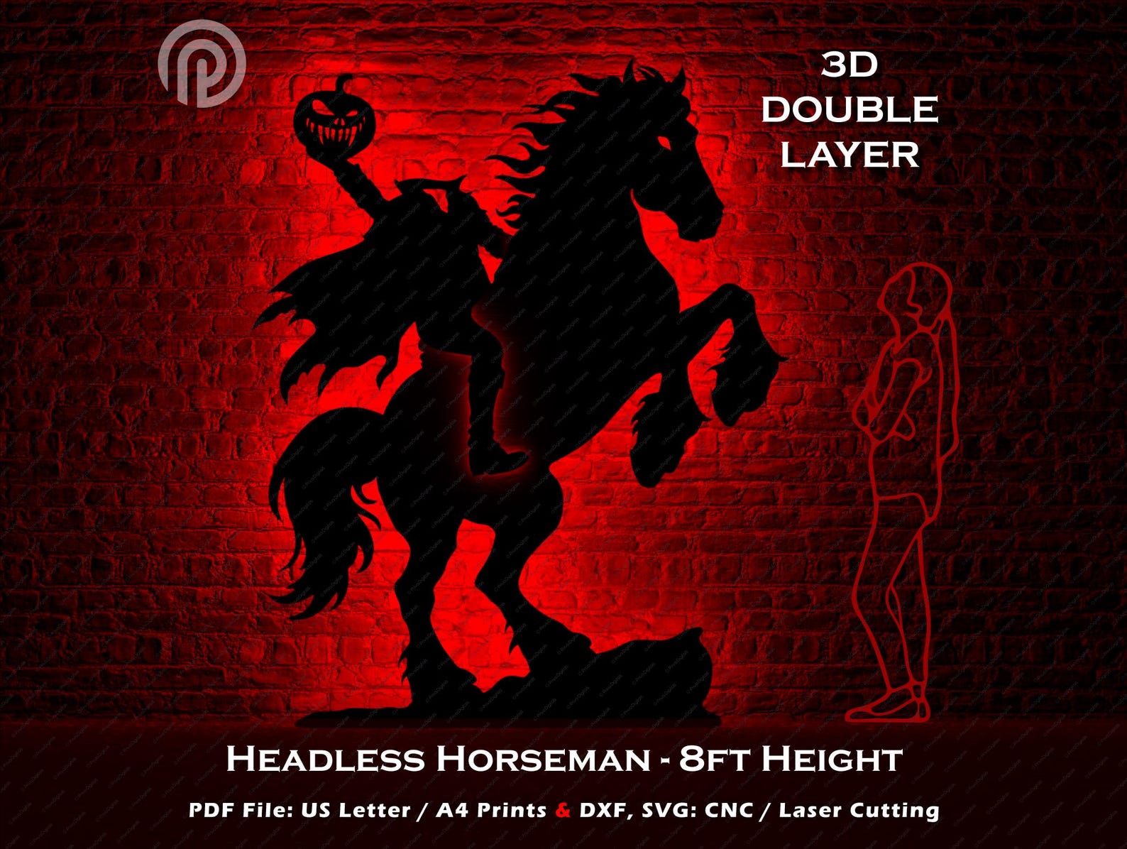 Headless Horseman Life Size Halloween Decor SVG, 8ft DIY Cutout ...