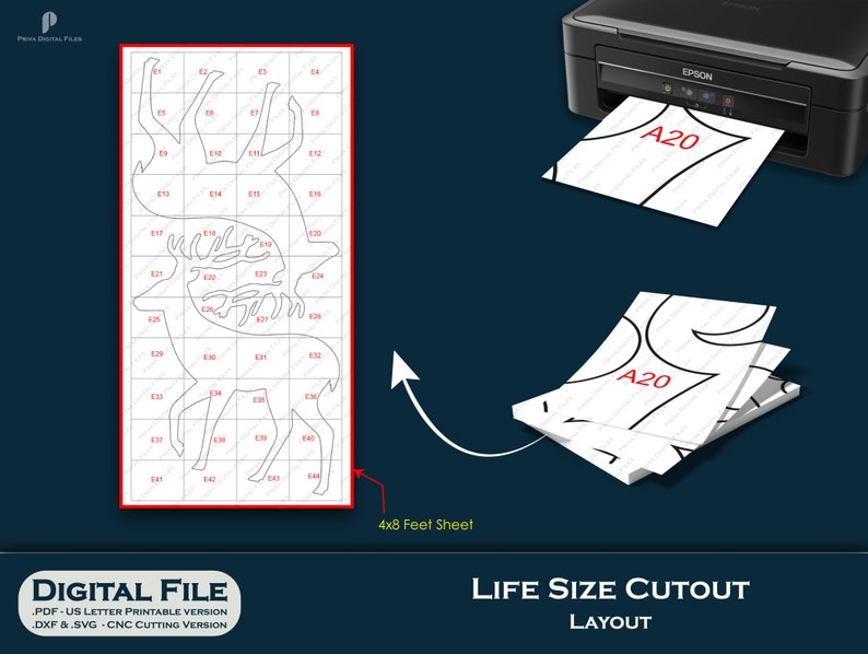DIY 5ft Life Size Santa Cutout Sleigh Flying & Standing Reindeer ...