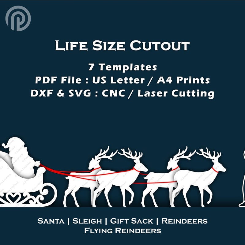 Santa Sleigh Template - Etsy
