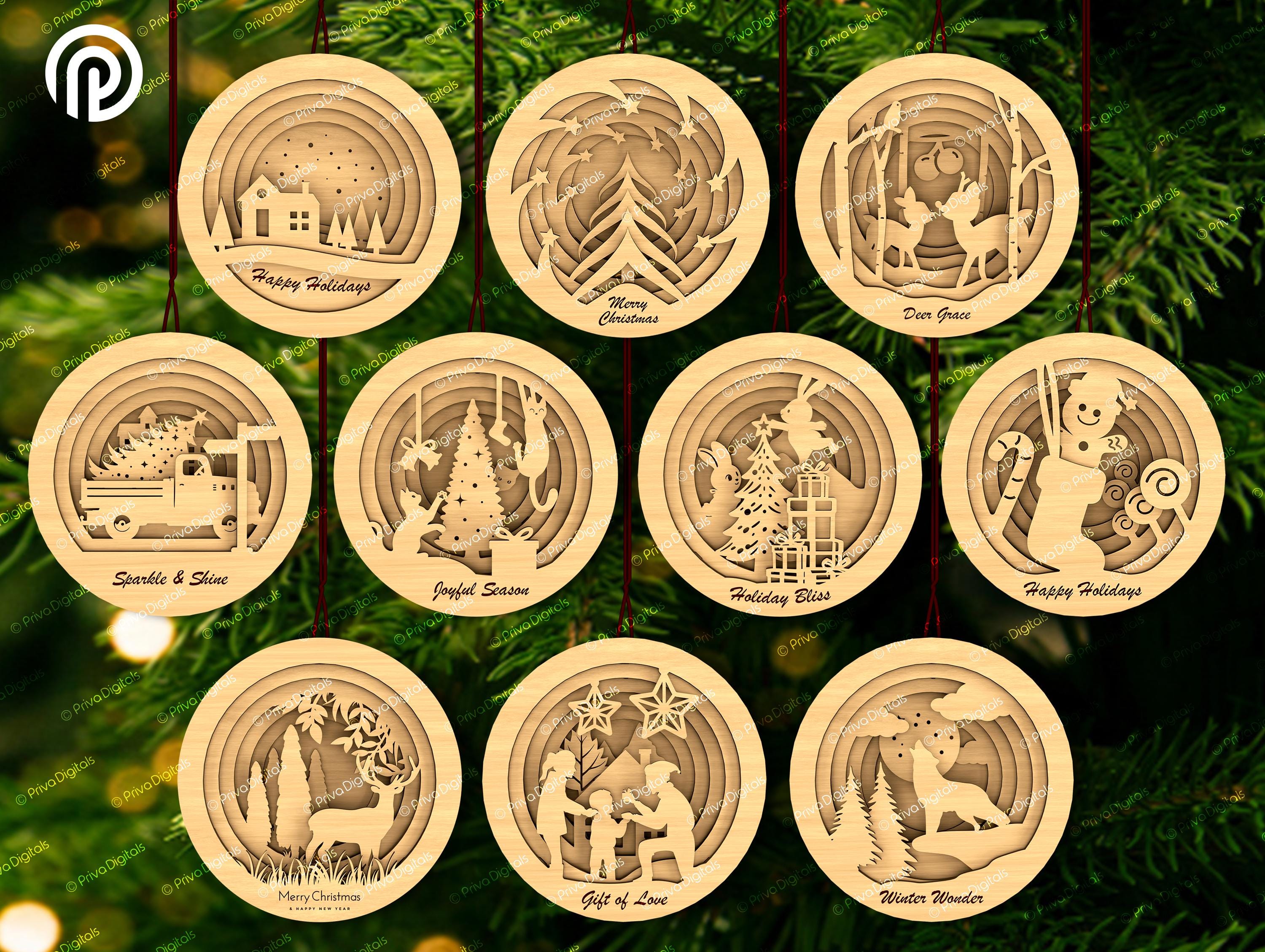 30 Designs Multilayered 3D Laser Cut Christmas Ornaments, Digital ...