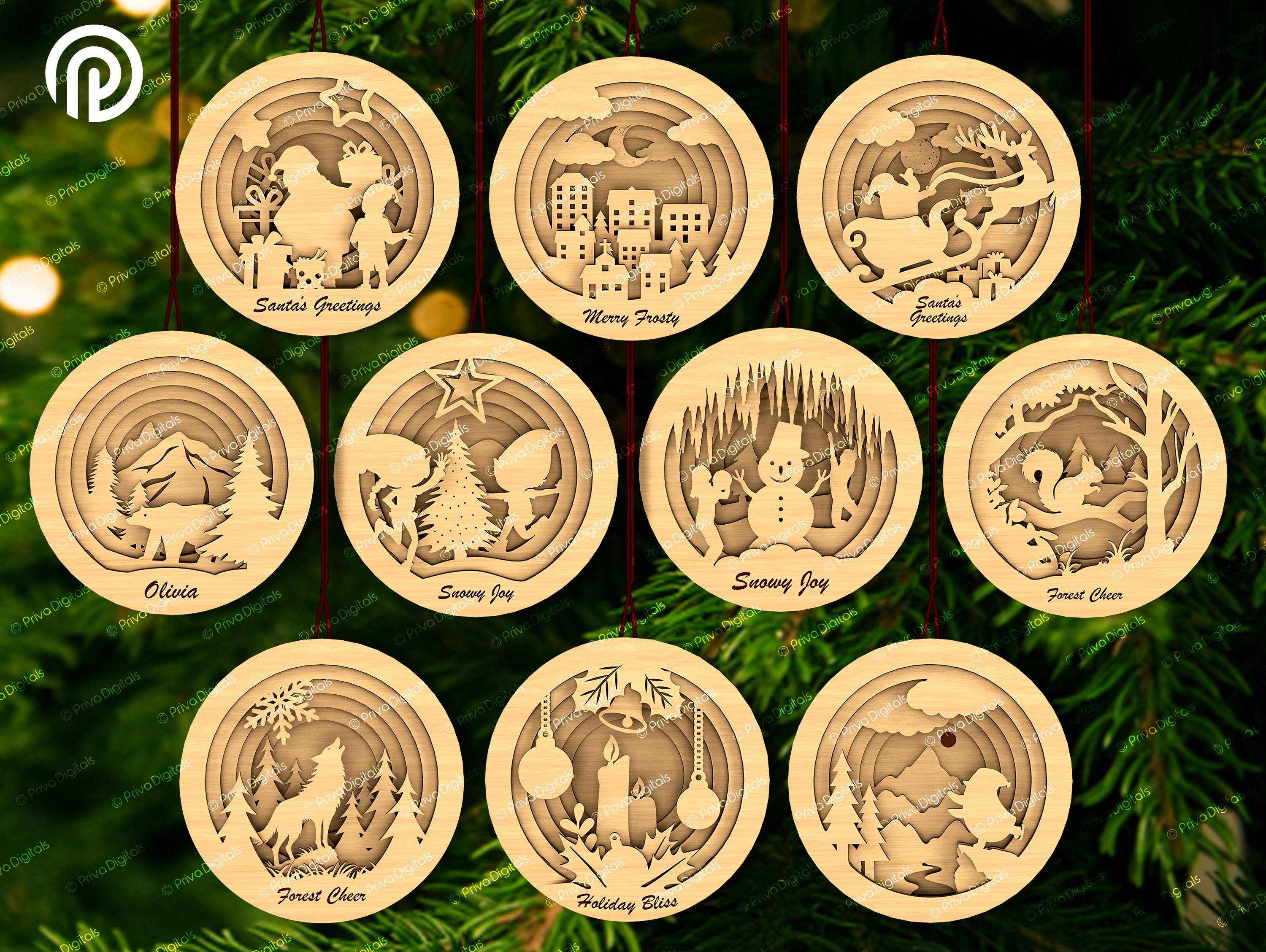 30 Designs Multilayered 3D Laser Cut Christmas Ornaments, Digital ...
