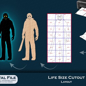 Jason Voorhees Life Size Cutout Template Halloween Silhouette, A4 & Us ...