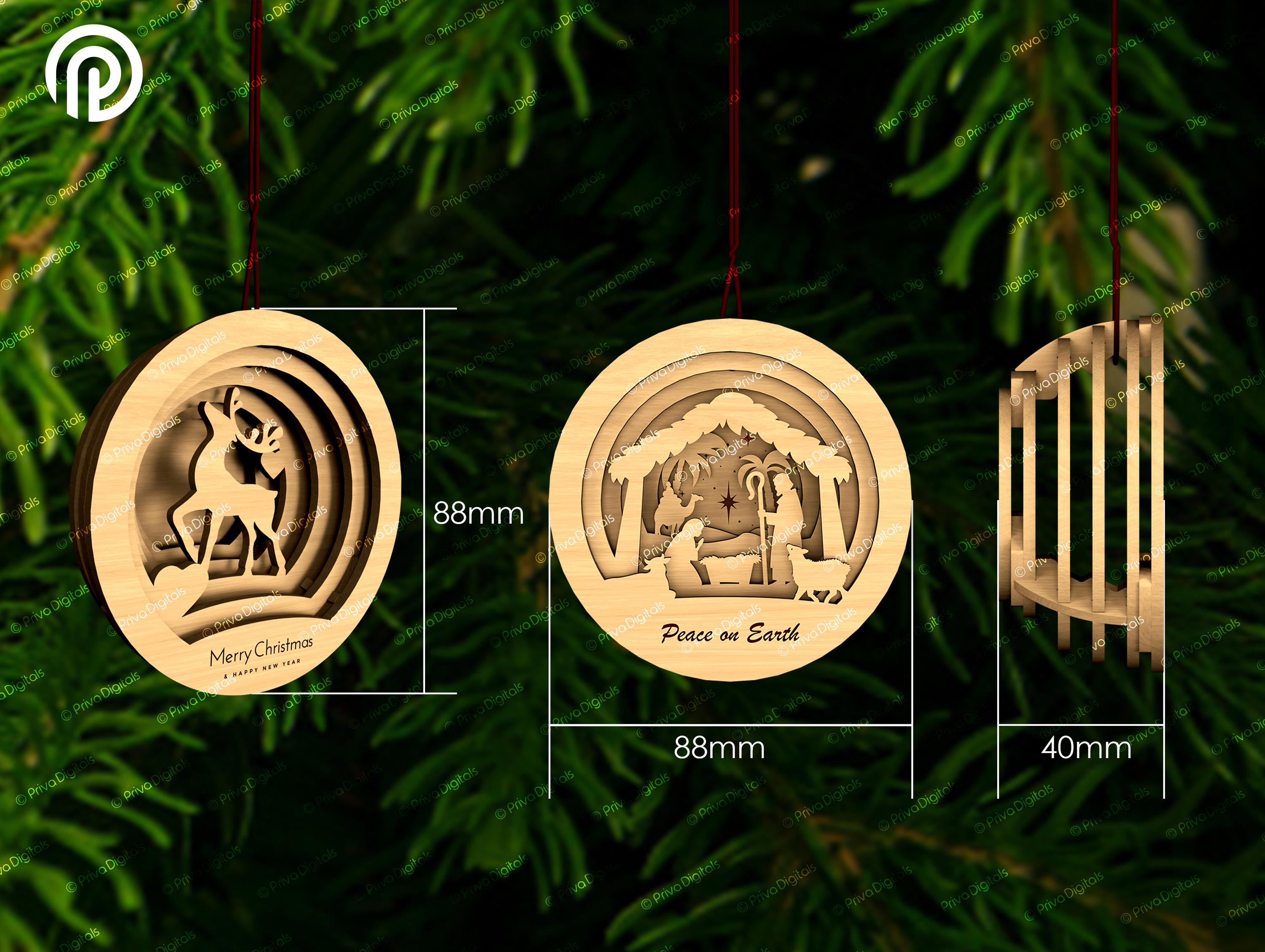 30 Designs Multilayered 3D Laser Cut Christmas Ornaments, Digital ...