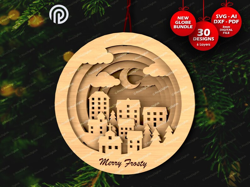 30 Designs Multilayered 3D Laser Cut Christmas Ornaments, Digital ...