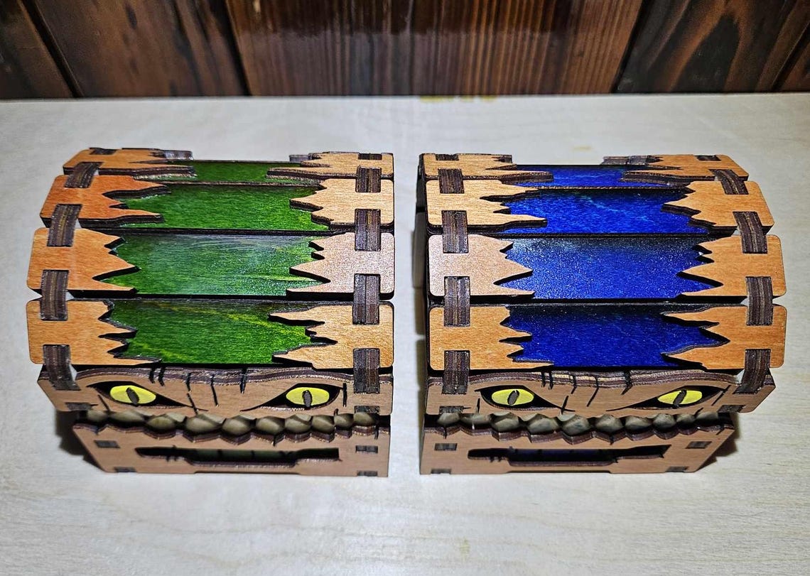 Mimic Chest Box Dungeons Dragons D&D Game Monster Dice Vault Jail Blue ...