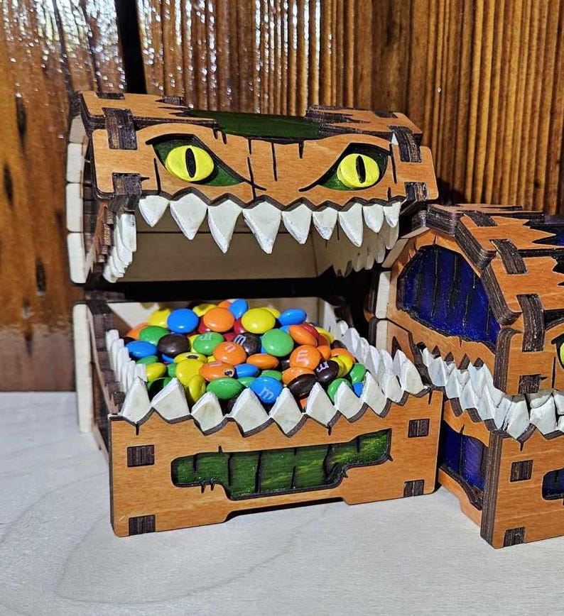 Mimic Chest Box Dungeons Dragons D&D Game Monster Dice Vault Jail Blue ...