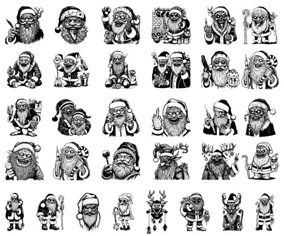 Demented Santa SVG File Download Bundle 32 Weird Crazy Creepy Christmas ...