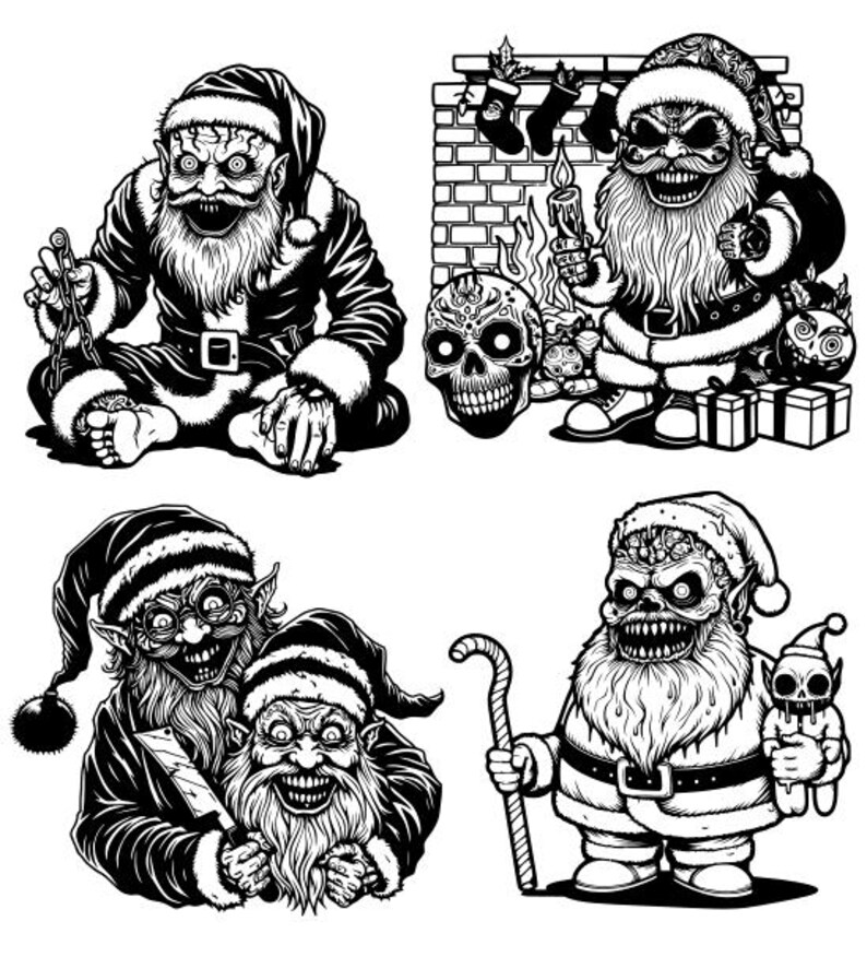 Demented Santa SVG File Download Bundle 32 Weird Crazy Creepy Christmas ...