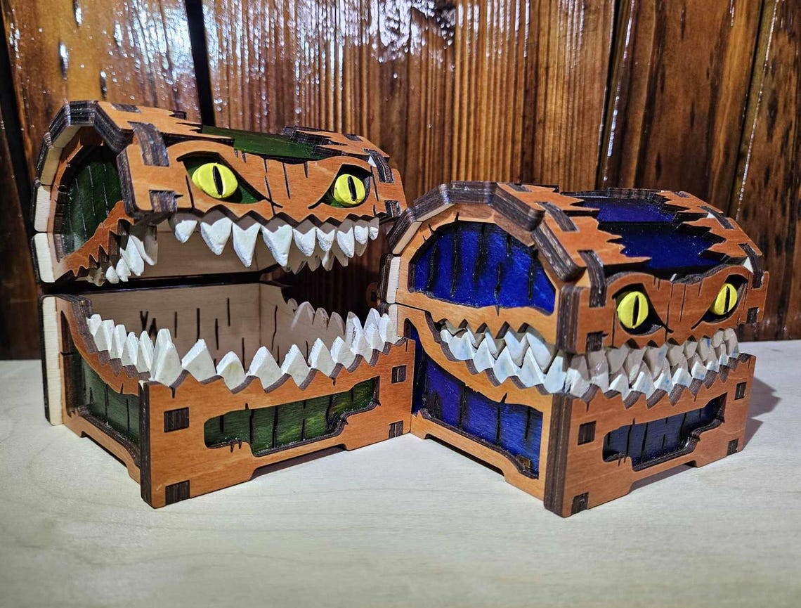 Mimic Chest Box Dungeons Dragons D&D Game Monster Dice Vault Jail Blue ...