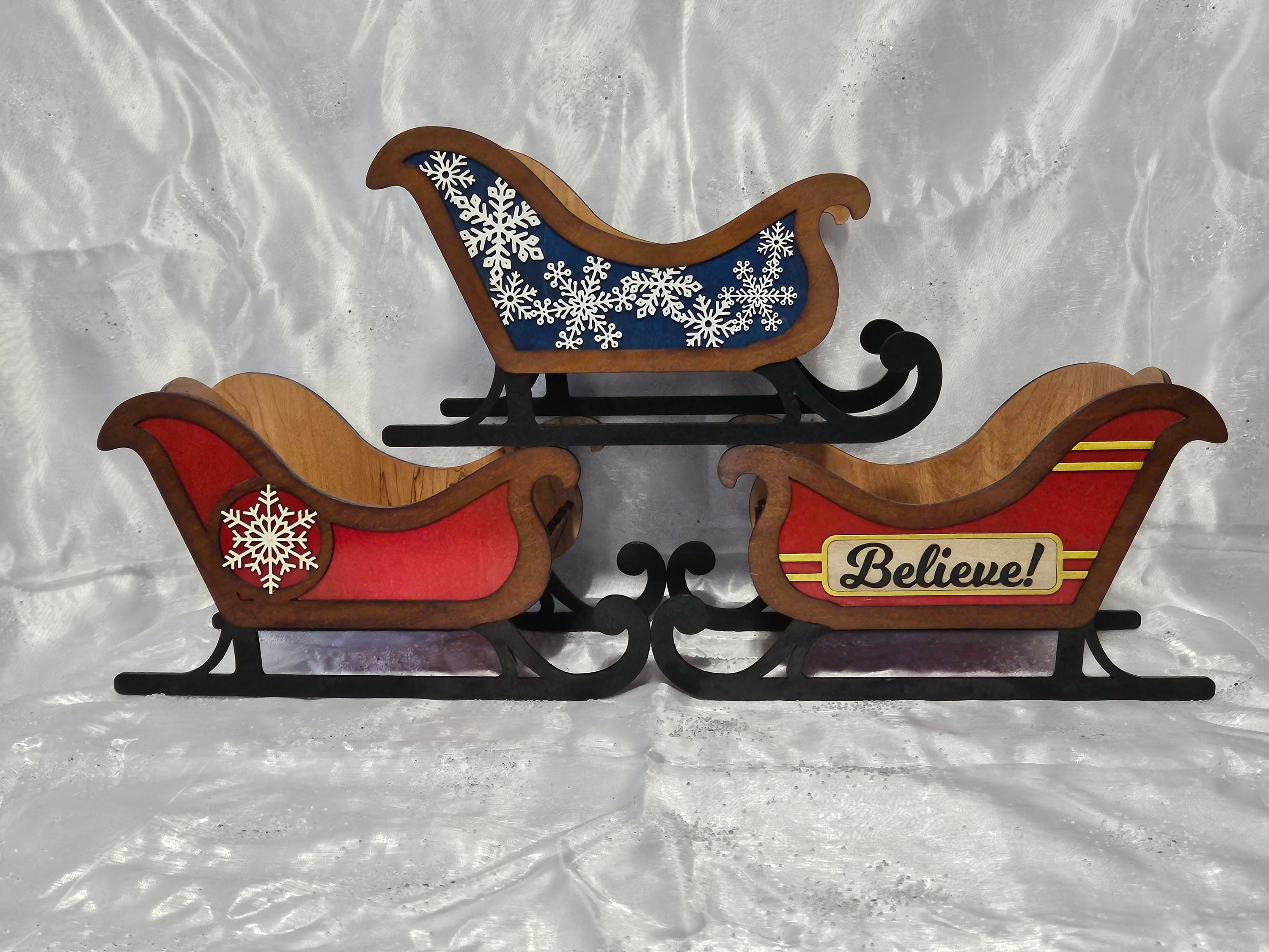 SVG File Download Santa Sleigh Christmas Holiday Layered 3-D Santa's ...