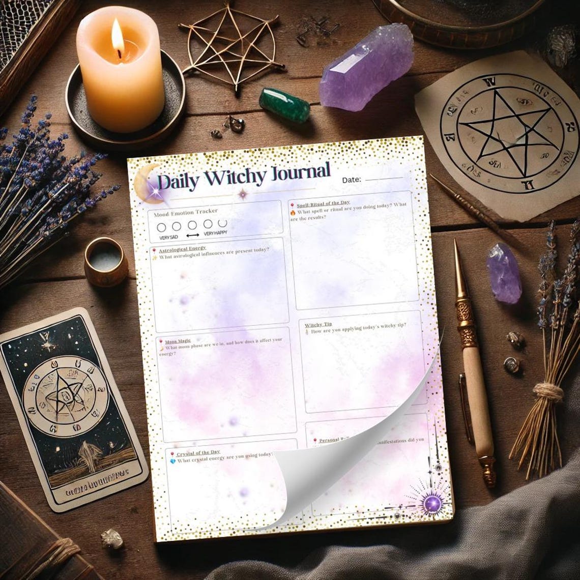 Daily Witchy Journal Page Printable Witchcraft Planner & Spell Tracker ...