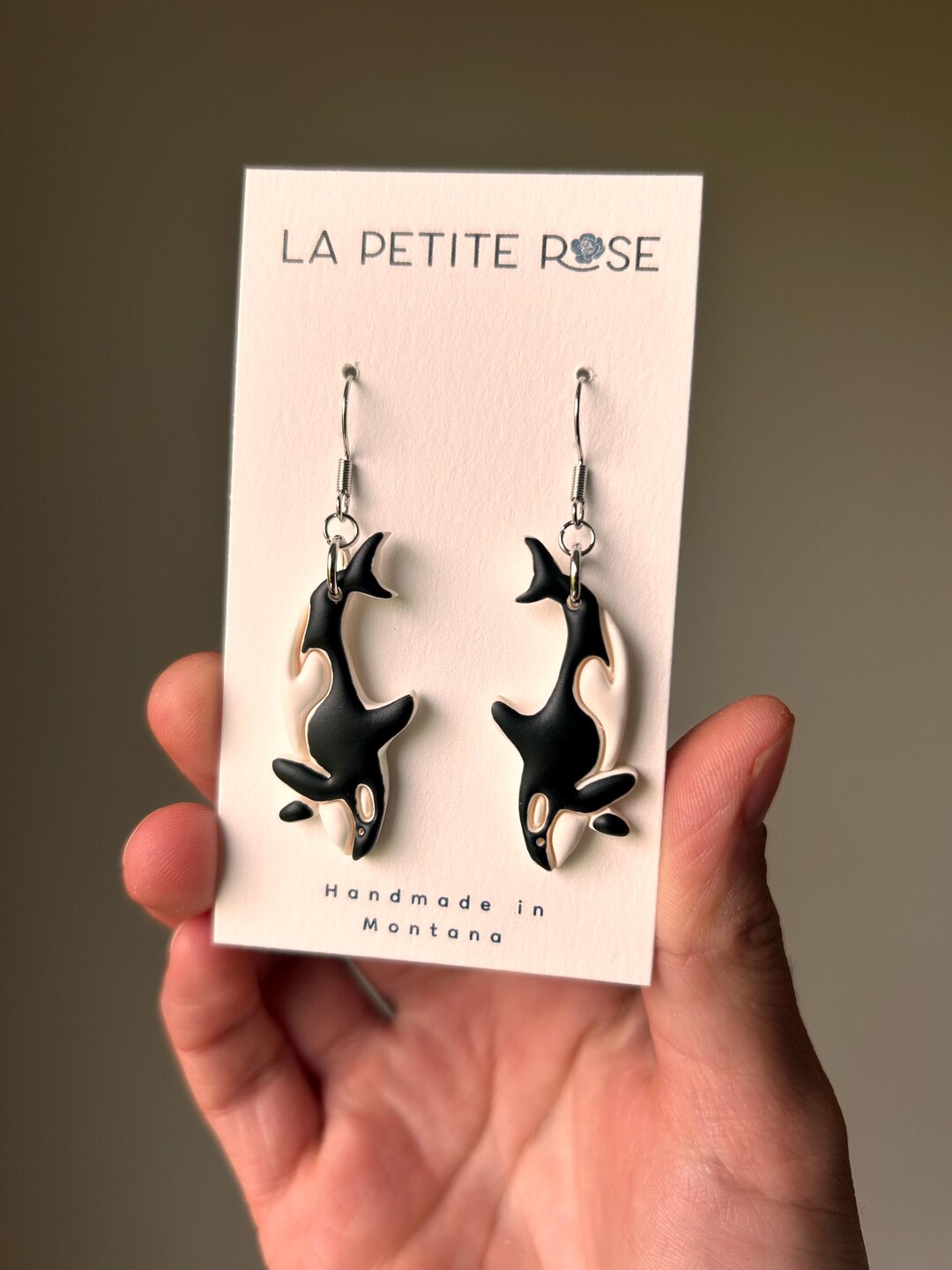 Orca Whale Earrings, Ocean Clay Dangles, Coastal Maritime Jewelry ...