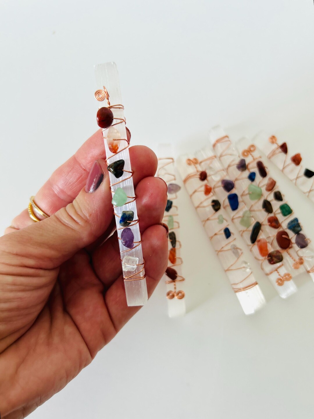 Selenite Sticks Healing Crystals 7 Chakra Selenite Stick Crystal Beads ...