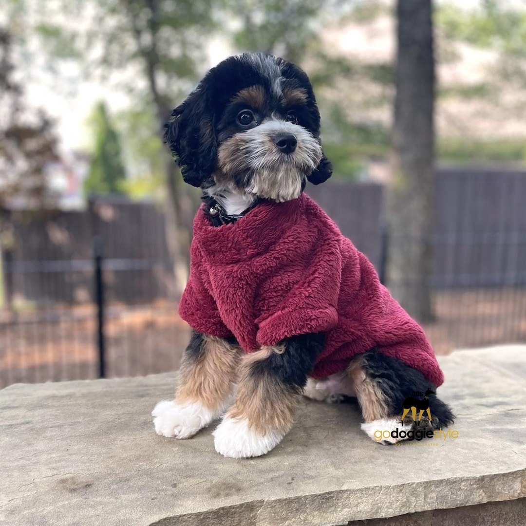Dog Sweater Soft Plush Lightweight Pullover Burgundy Thick Warm Soft ...