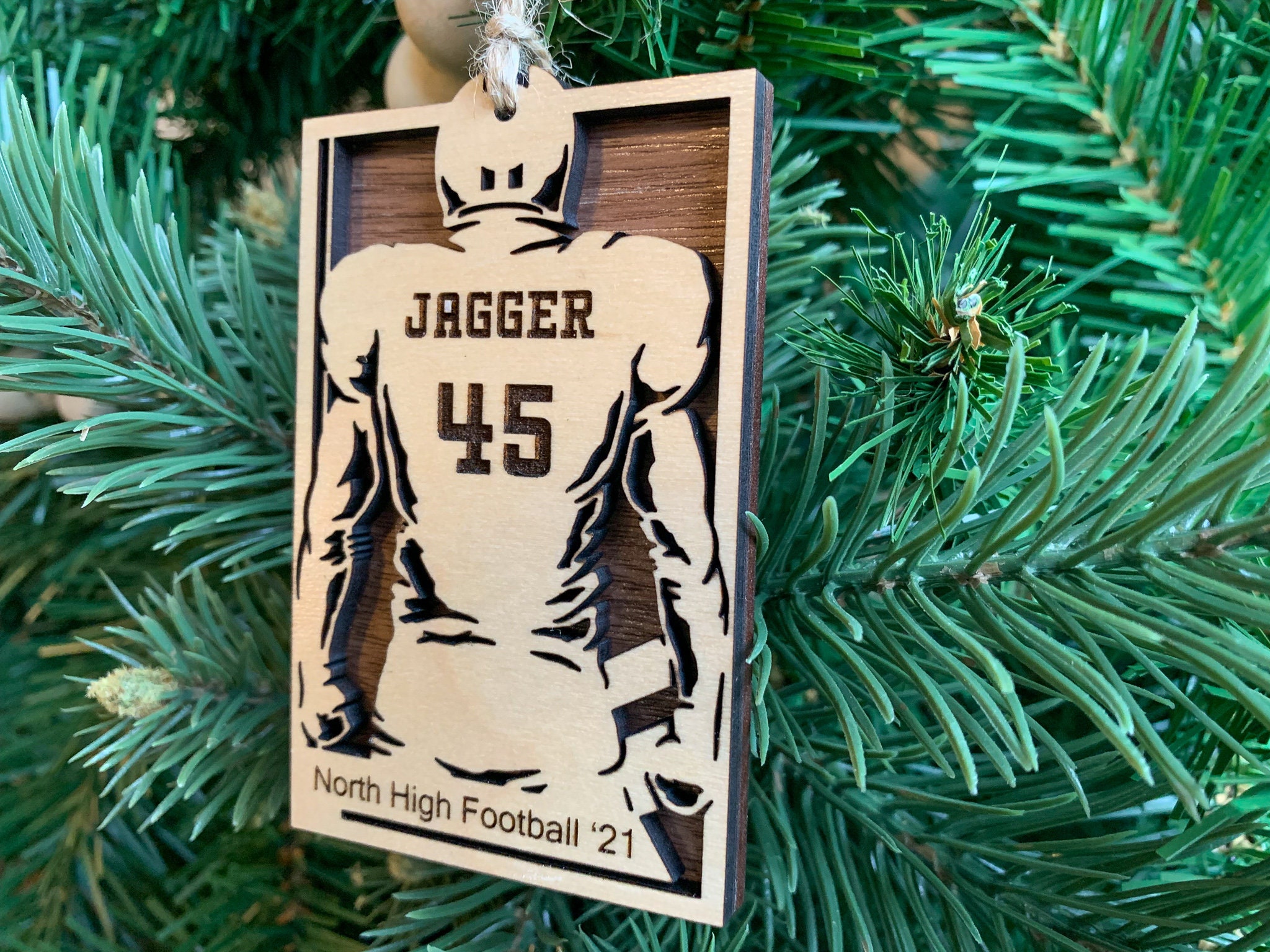 Personalized Football Ornament Engraved Wooden Sports - Etsy