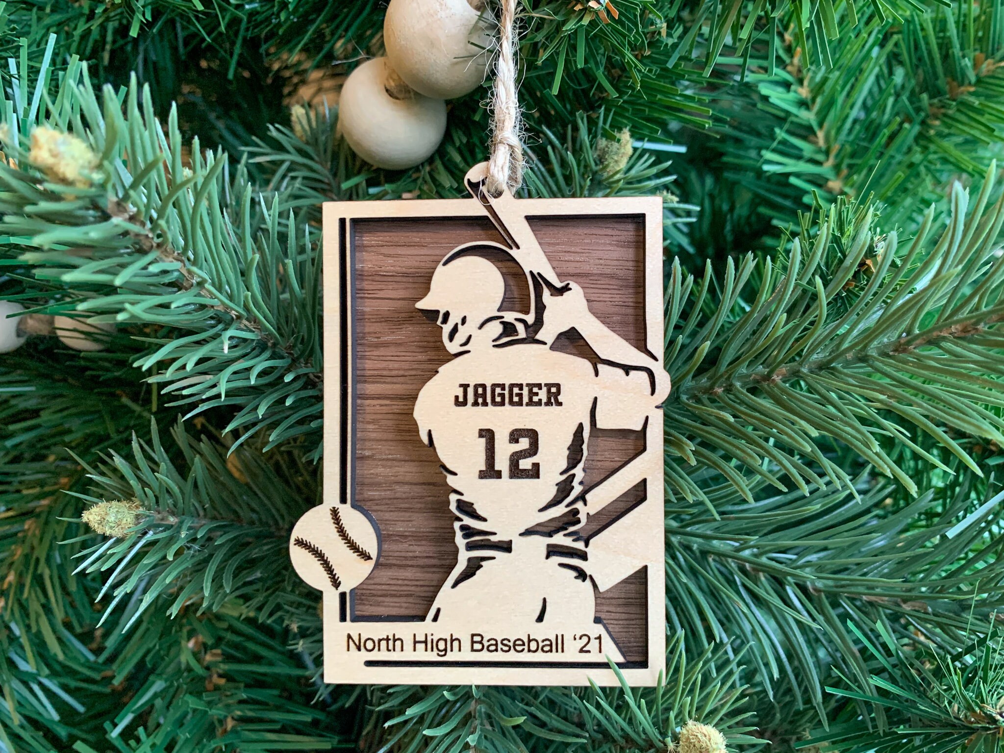 Personalized Baseball Ornament Engraved Wooden Sports | Etsy