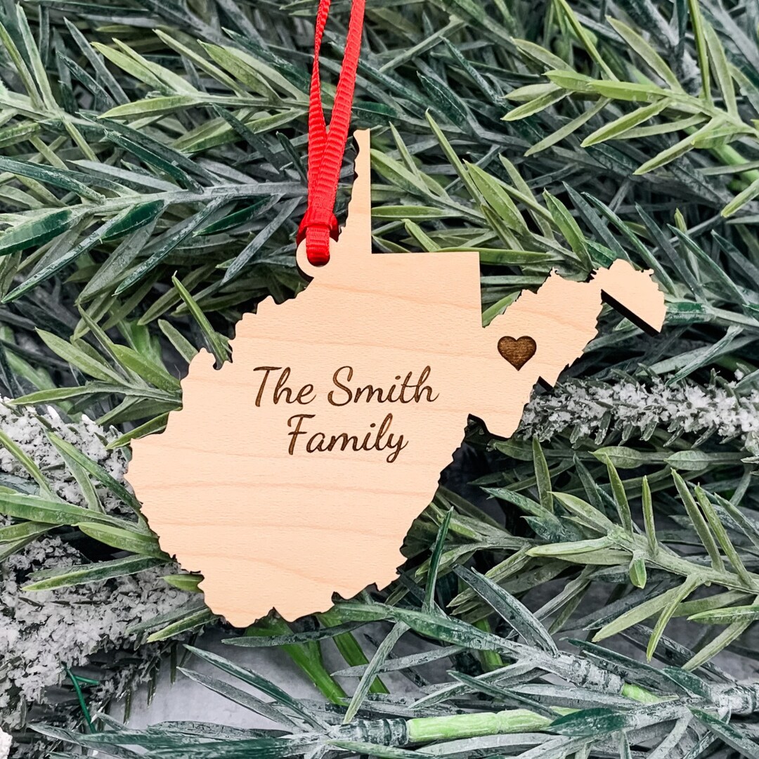 West Virginia Ornament With Heart Marker, Choose Any State ...