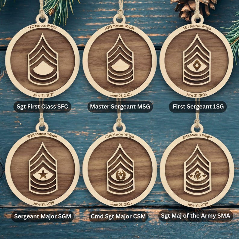 U.S. Army Promotion Ornament – Personalized Rank Insignia Keepsake ...