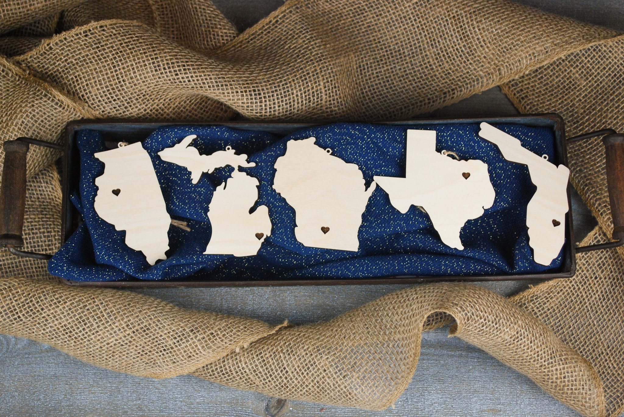 Michigan Ornament with Heart Marker Choose Any State | Etsy