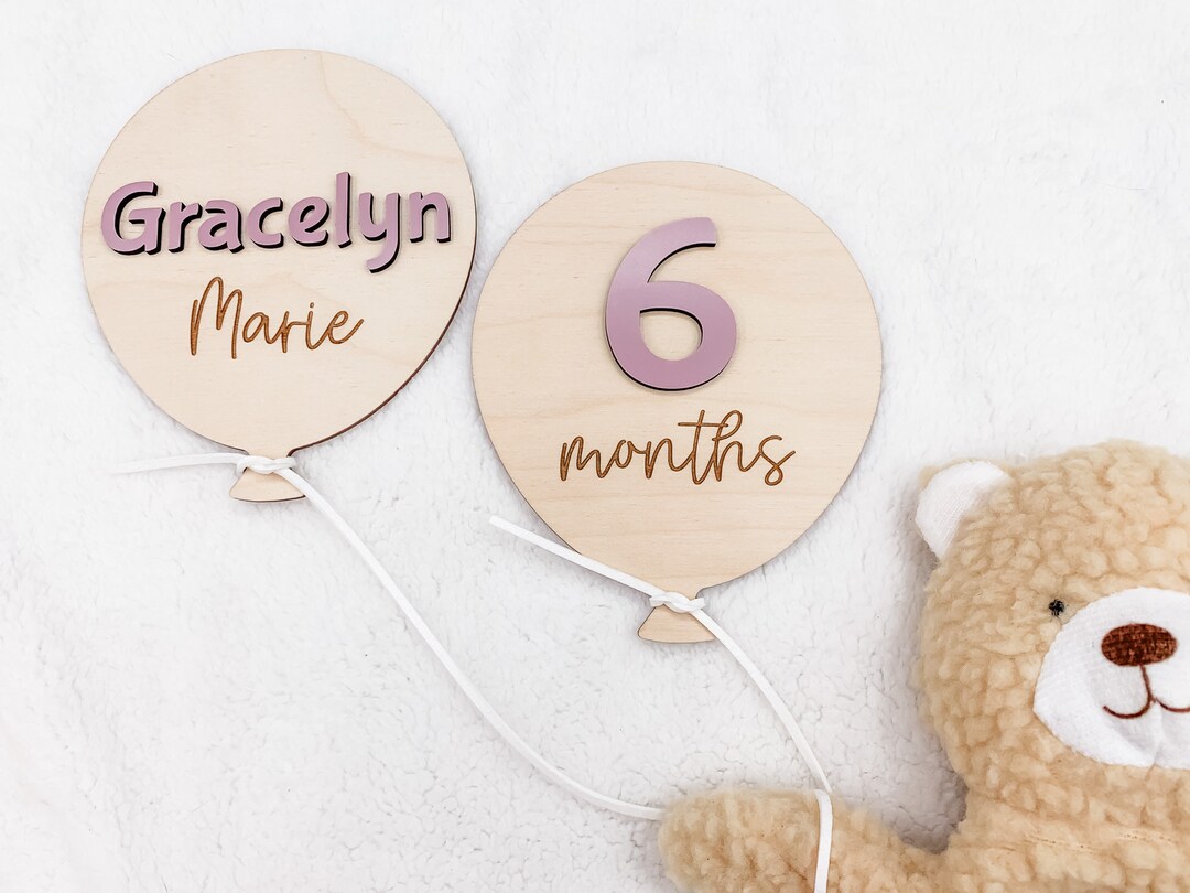 Custom Interchangeable Balloon Milestone Set Wooden Baby Milestone ...