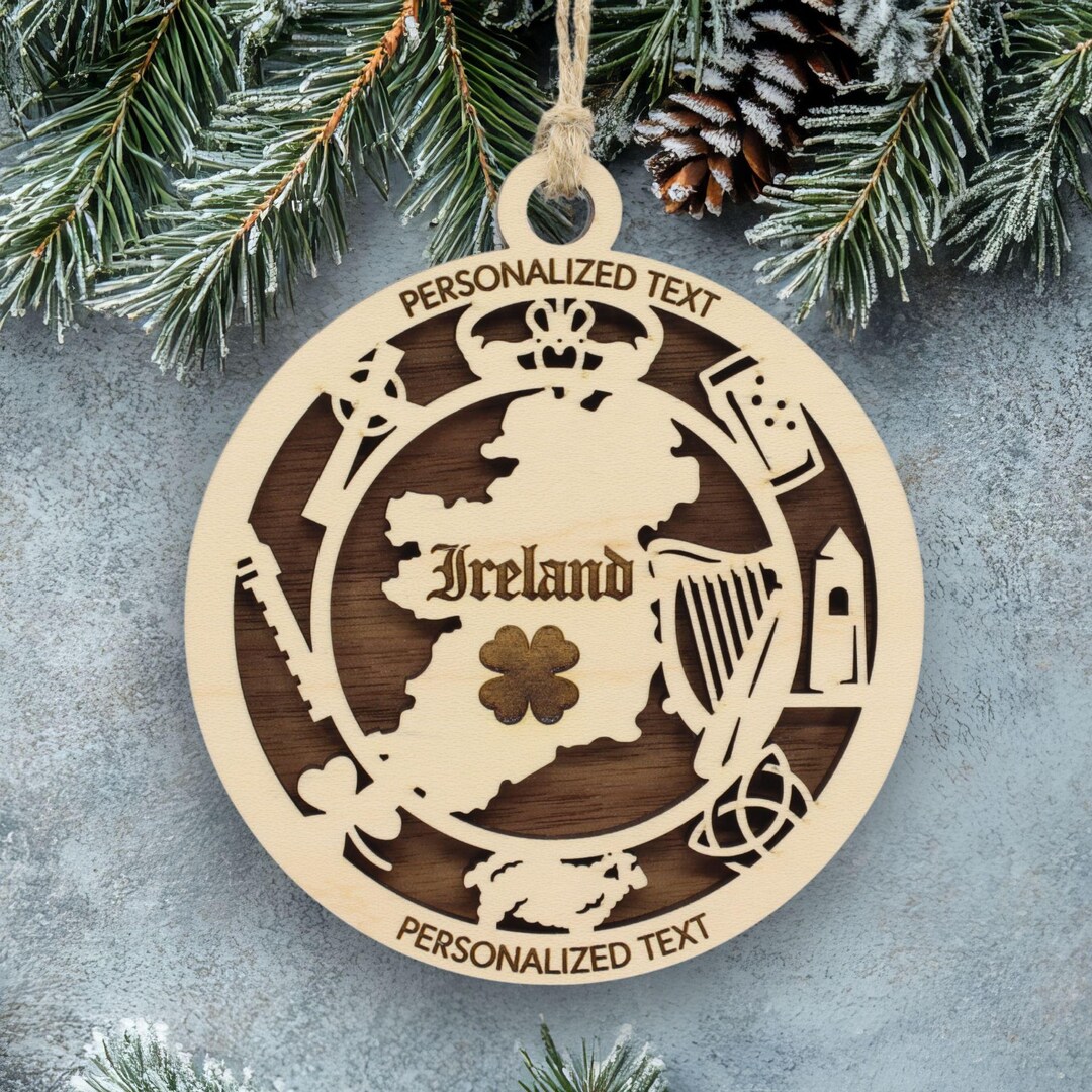 Custom Ireland Ornament – Shamrock, Harp & Celtic Knot Design ...