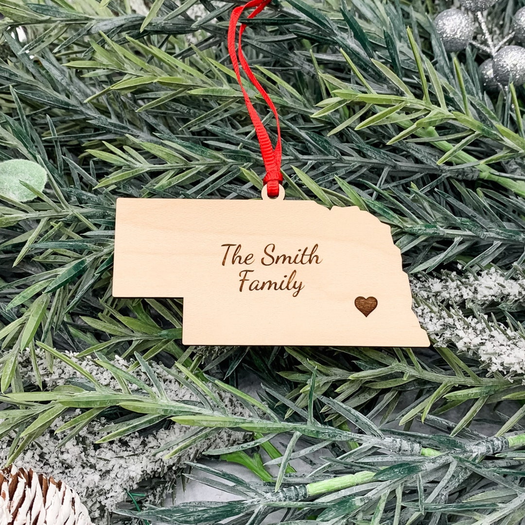 Nebraska Ornament With Heart Marker, Choose Any State, Customizable ...