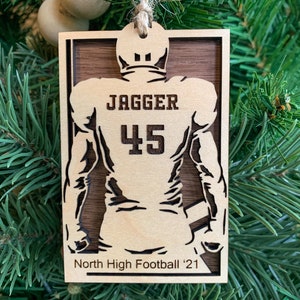 Personalized Football Ornament Engraved Wooden Sports - Etsy