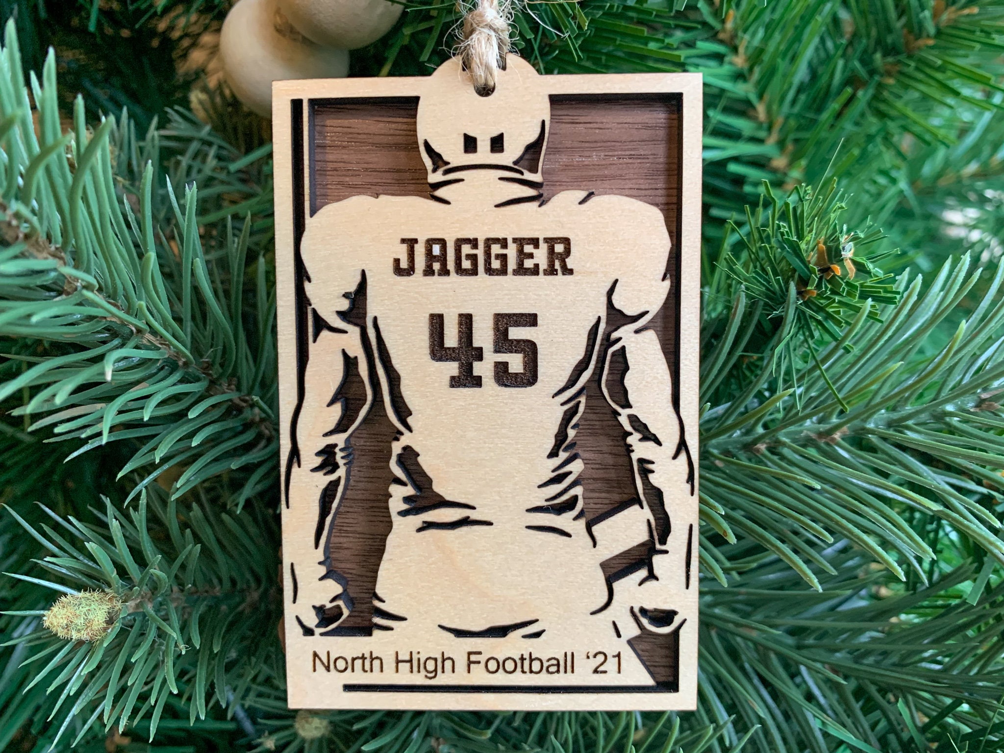 Personalized Football Ornament Engraved Wooden Sports - Etsy