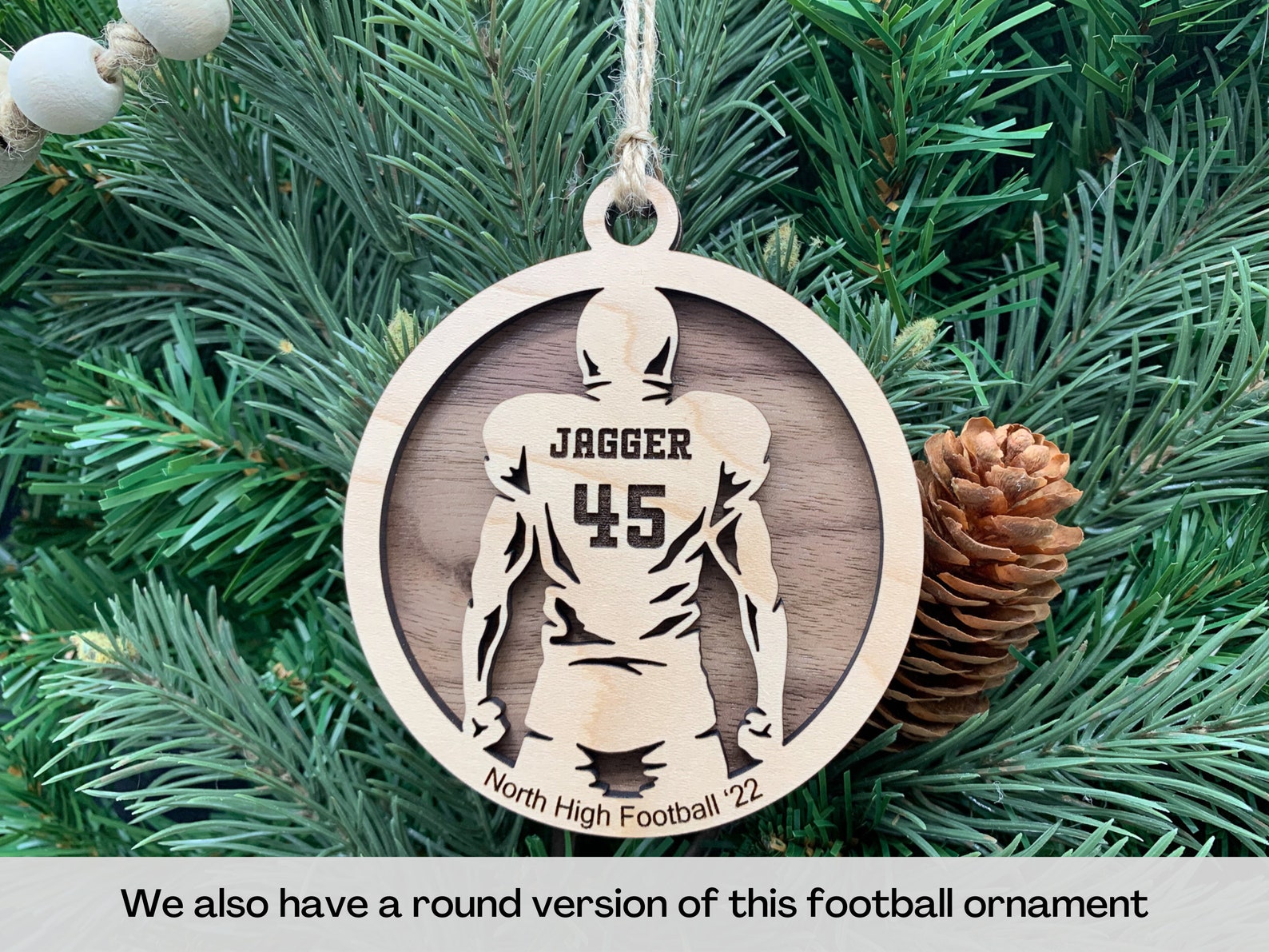 Personalized Football Ornament Engraved Wooden Sports - Etsy