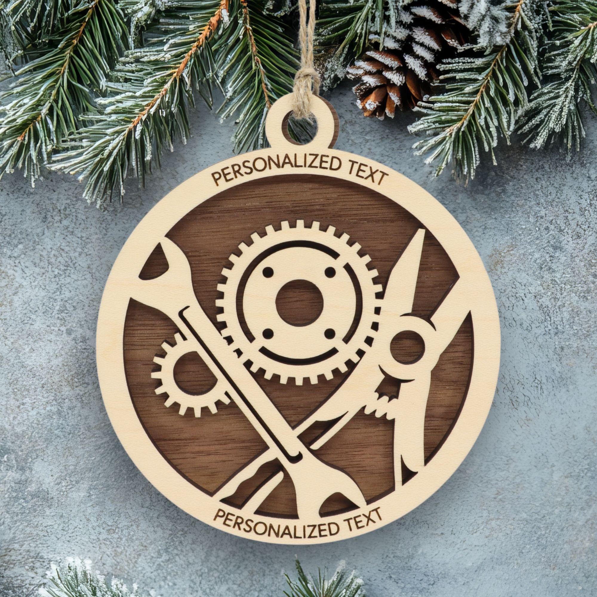 Mechanic Ornament – Wrench and Gear Design – Personalized Auto Repair ...
