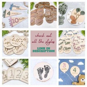 Custom Interchangeable Balloon Milestone Set | Wooden Baby Milestone ...