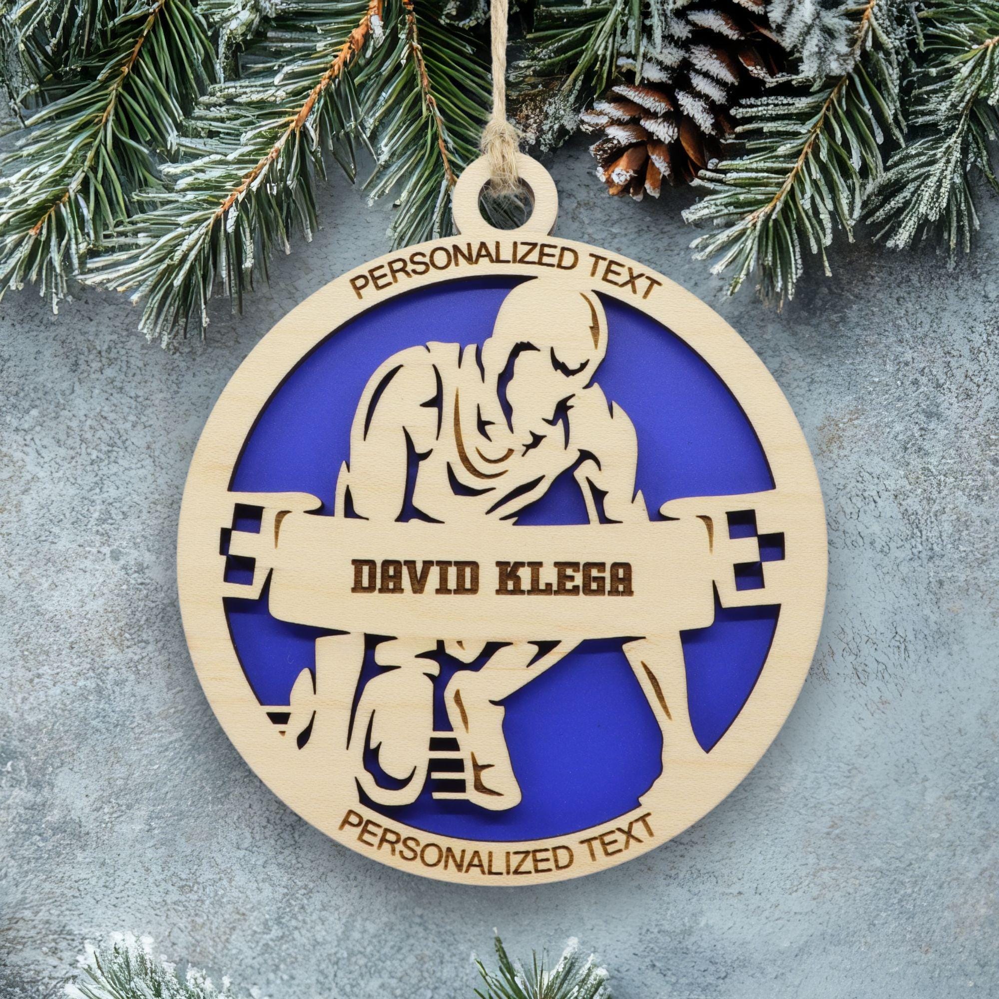 Personalized Men's Track and Field Ornament, Engraved Wooden Sports ...