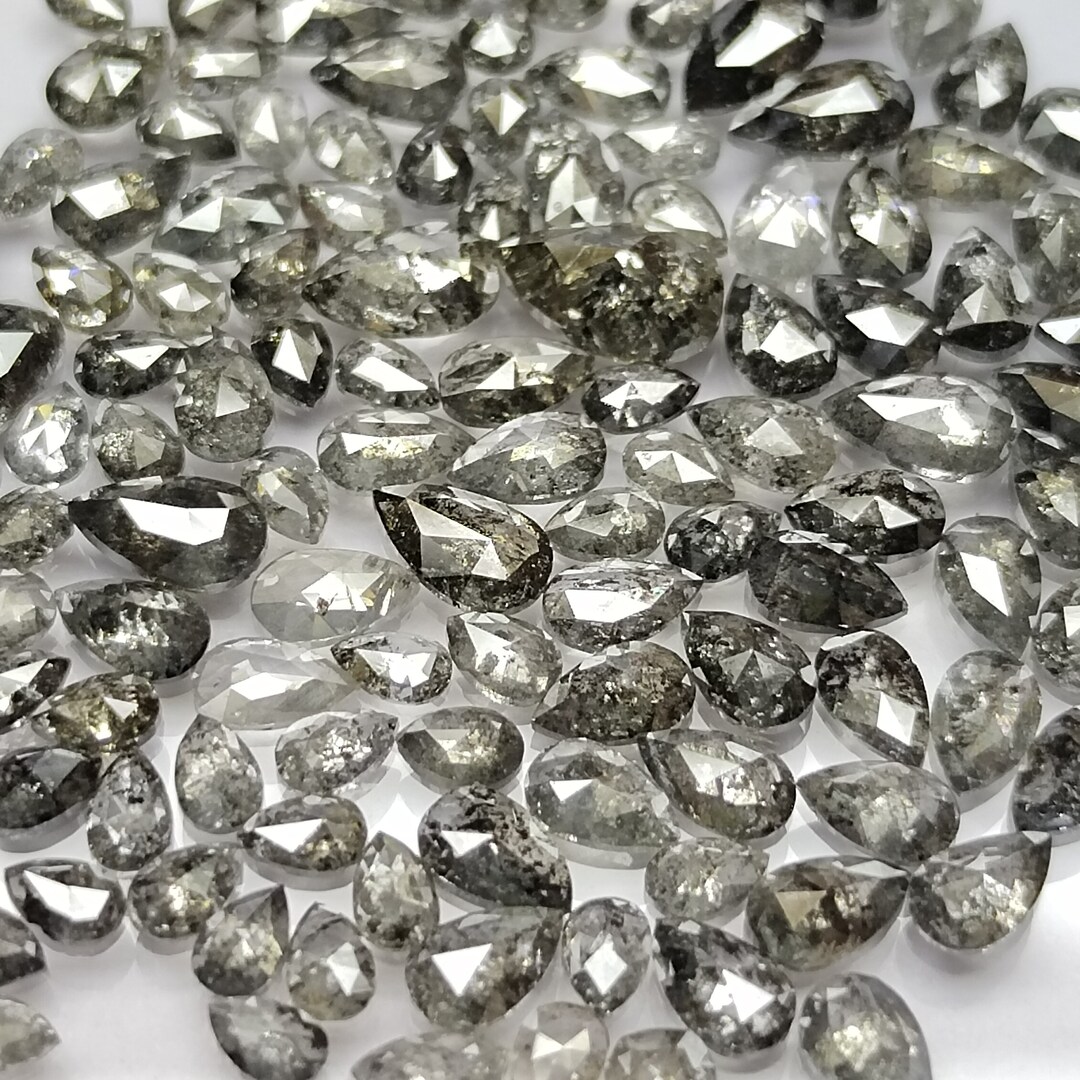 All (mm) Sizes Pear Salt and Pepper Melee Diamond | Calibrated Natural ...