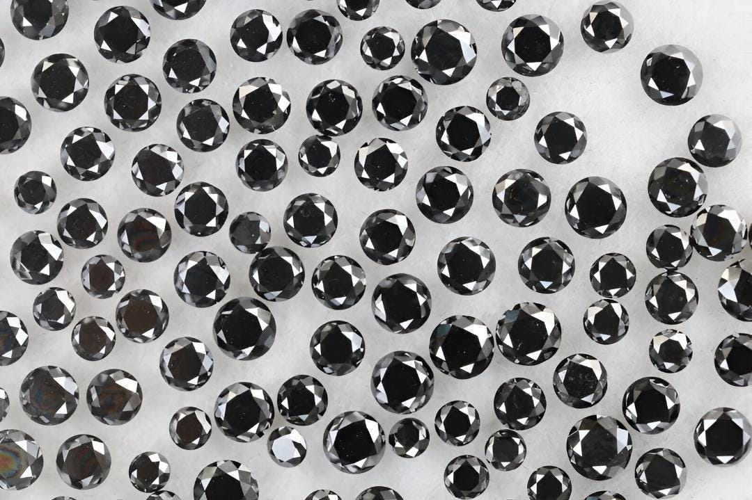 All (mm) Sizes Round Black Melee Diamond | Calibrated Natural Polished ...