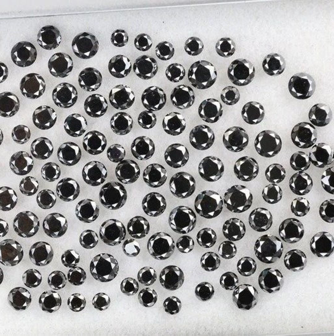 All (mm) Sizes Round Black Melee Diamond | Calibrated Natural Polished ...