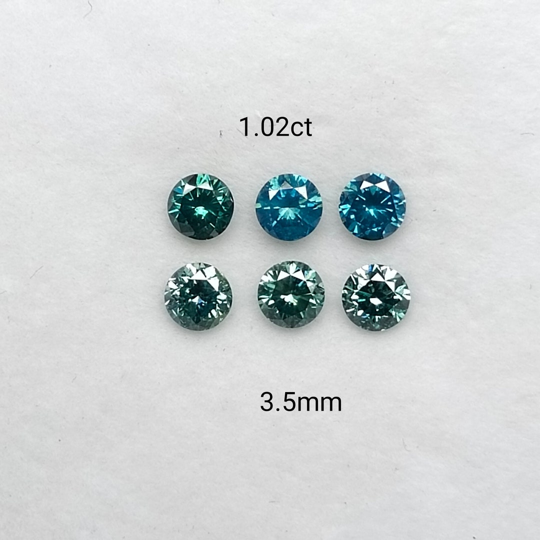 3.5mm Round Blue/green Diamonds 1.02ct Natural Polished Loose Diamond ...
