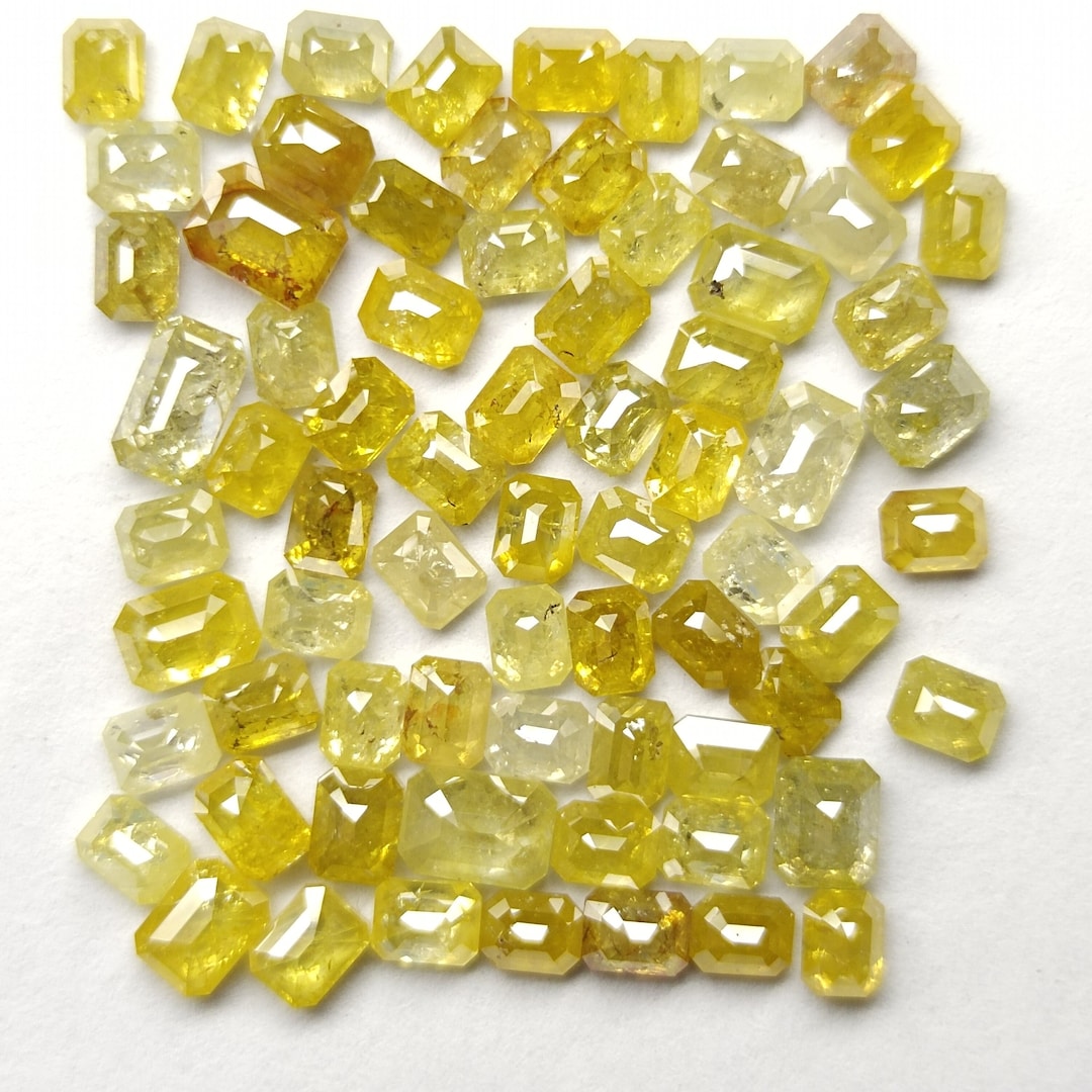 Emerald Cut Yellow Melee Diamond: Natural Loose Gemstone (all Mm Sizes ...