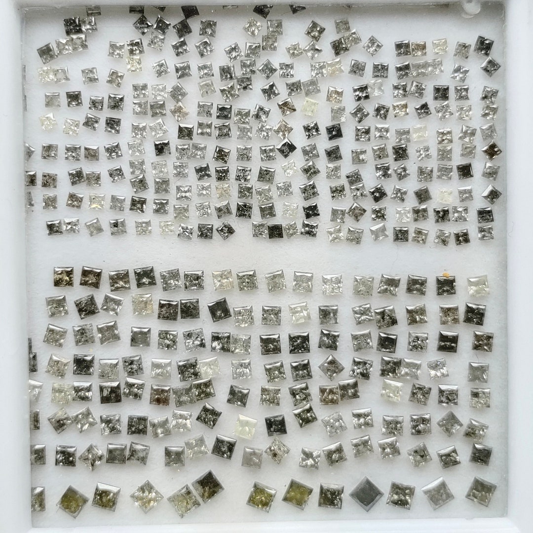 All (mm) Sizes Princess Salt and Pepper Melee Diamond | Calibrated ...