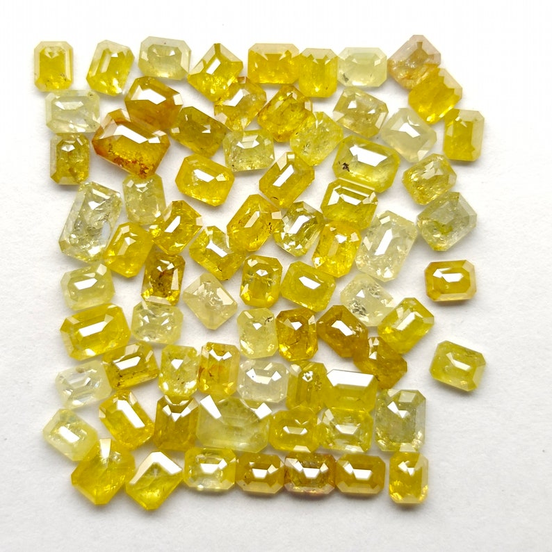 Emerald Cut Yellow Melee Diamond: Natural Loose Gemstone (all Mm Sizes ...
