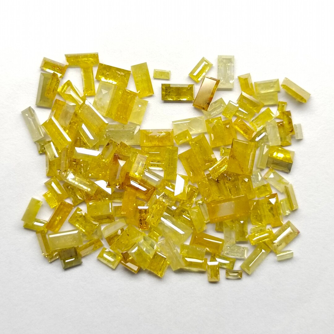 All (mm) Sizes Straight Baguette Yellow Melee Diamond | Calibrated ...