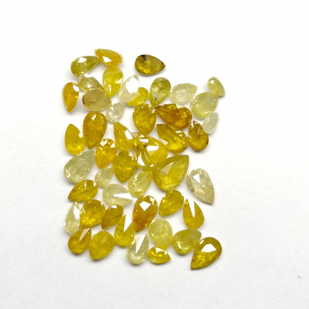 All (mm) Sizes Pear Yellow Melee Diamond | Calibrated Natural Polished ...