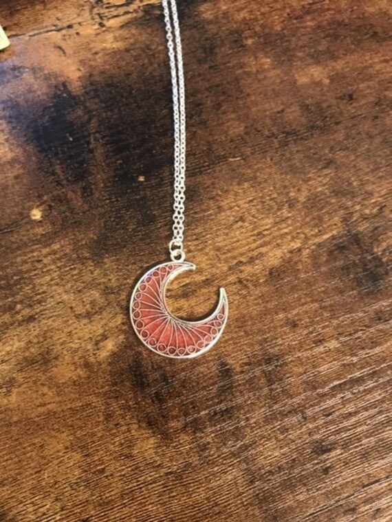 Red Moon Necklace | Etsy